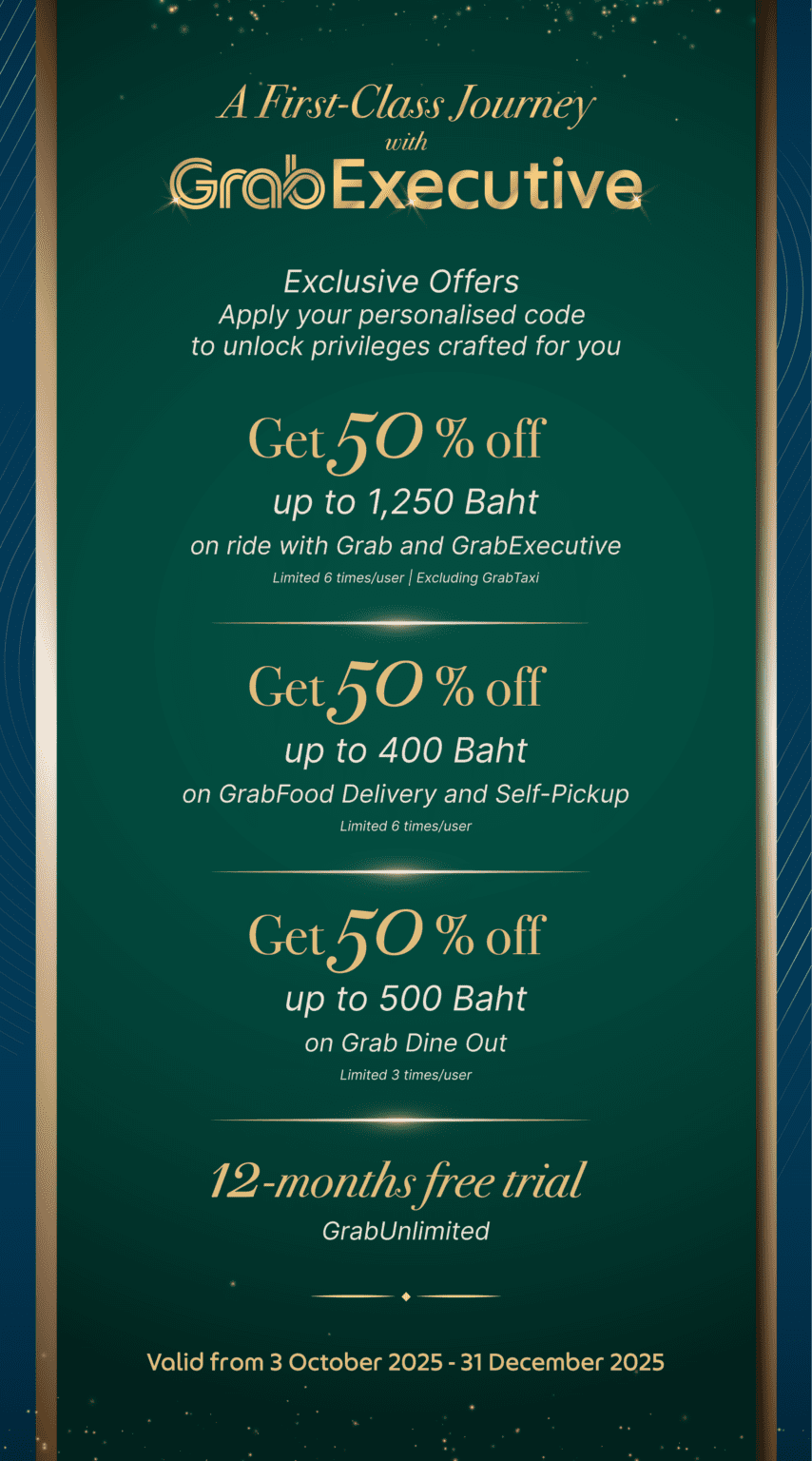 Exclusive Promotion: A First-Class Journey with GrabExecutive | Grab TH