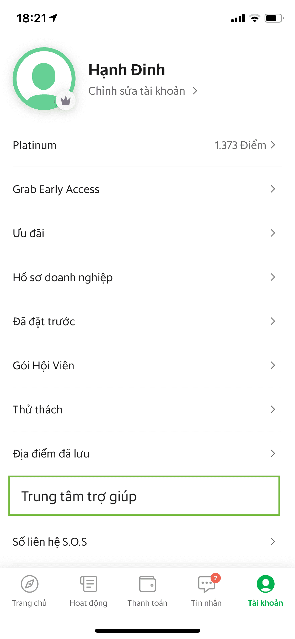 Hướng dẫn liên hệ trực tiếp với Grab qua tính năng Gọi và Trò chuyện ...