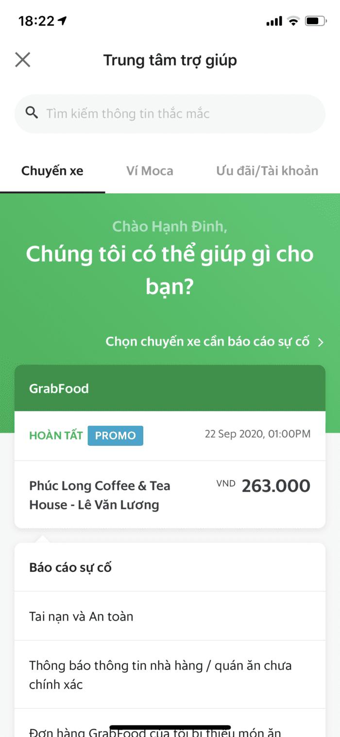 Hướng dẫn liên hệ trực tiếp với Grab qua tính năng Gọi và Trò chuyện ...