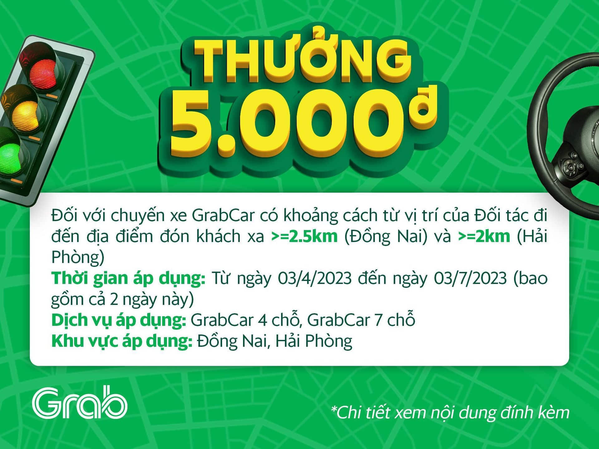 GrabCar | Chương trình thưởng 5.000đ đối với chuyến xe GrabCar có điểm ...