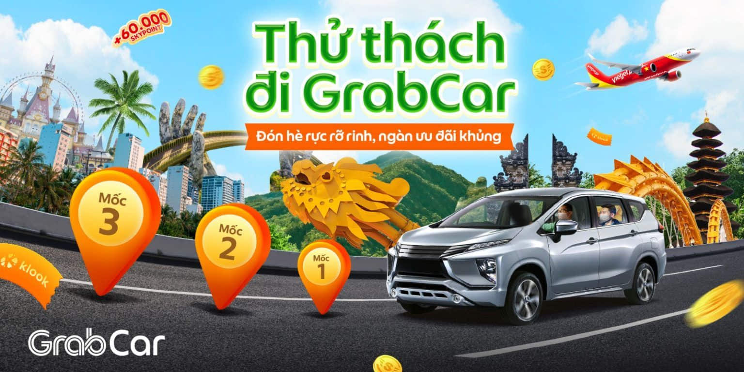 Thử thách đi GrabCar trúng voucher SkyJoy & Klook cực đã! | Grab VN