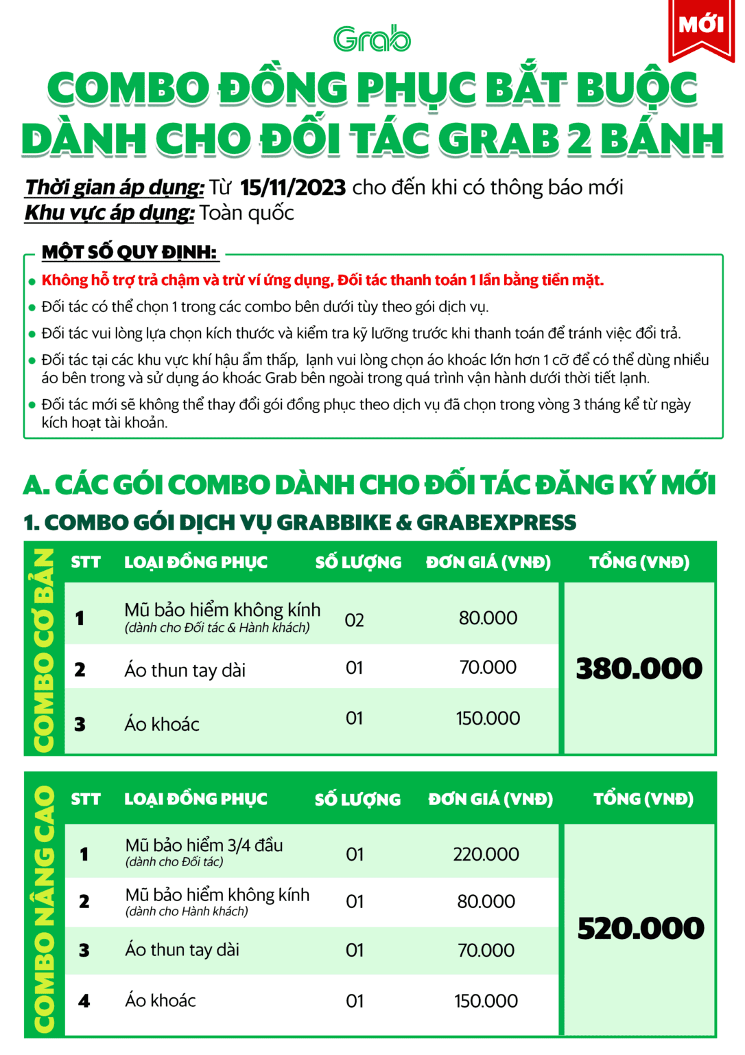 Grab 2 bánh | Cập nhật giá đồng phục bắt buộc dành cho Đối tác Grab 2 ...