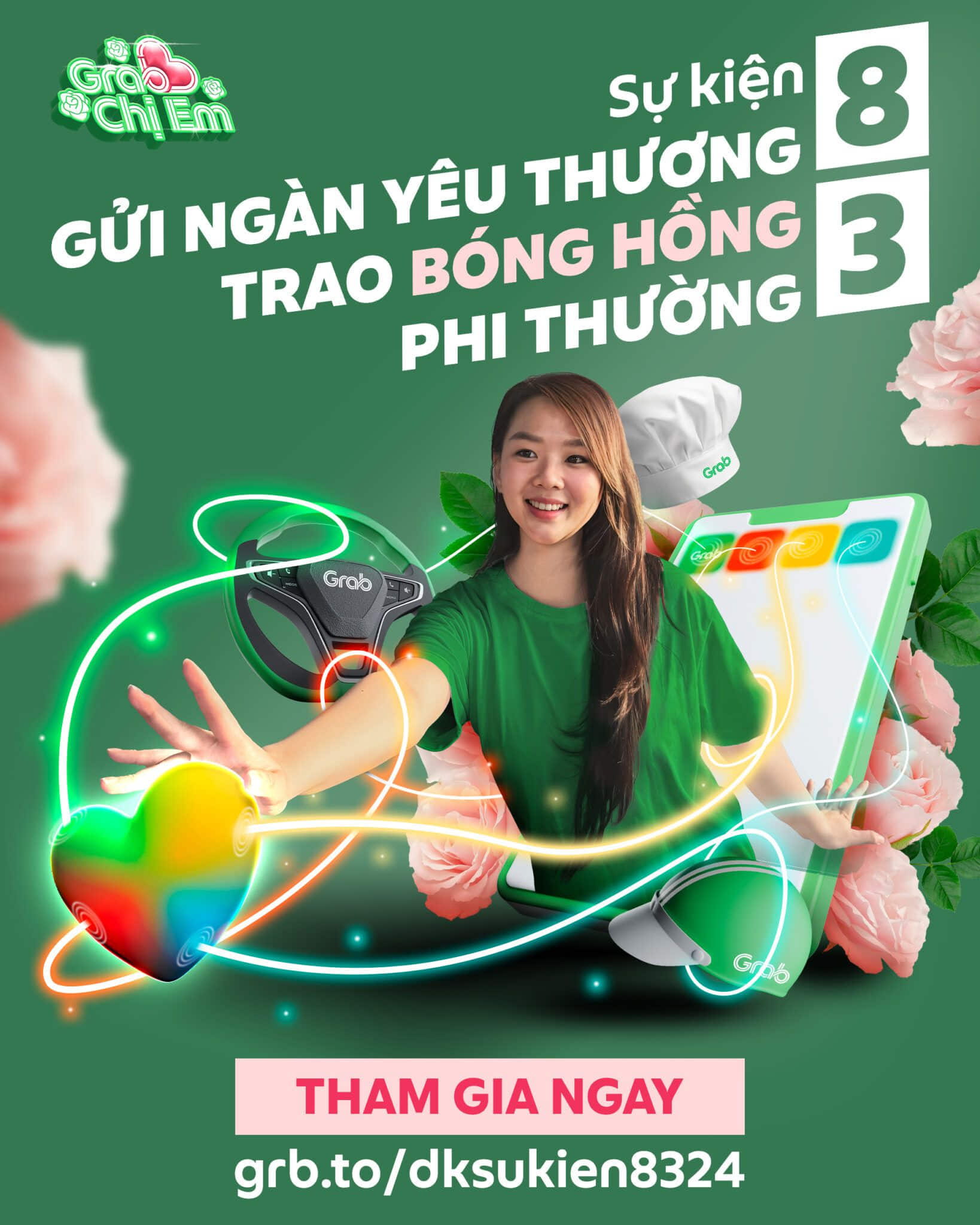Sự kiện Grab 💚chị em: “Gửi ngàn yêu thương - Trao “bóng hồng” phi ...