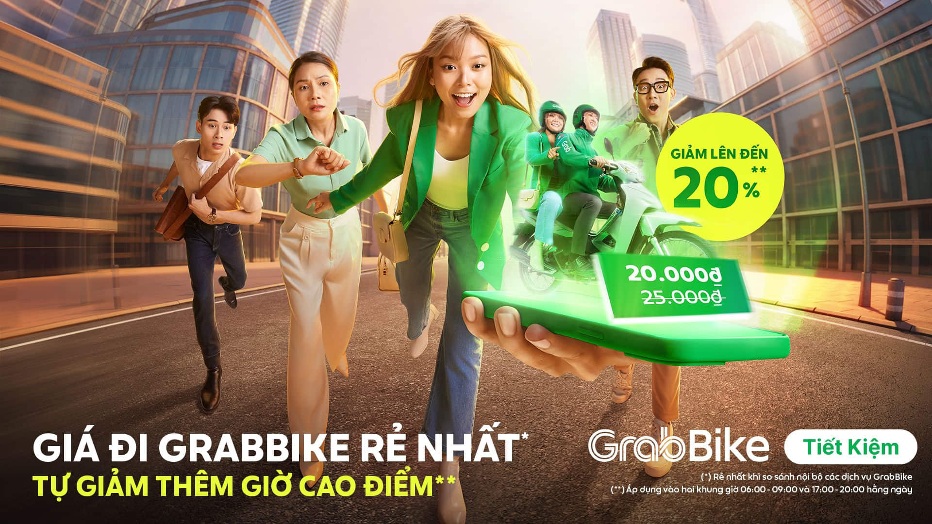 Giá GrabBike rẻ nhất, tự giảm thêm giờ cao điểm | Grab VN