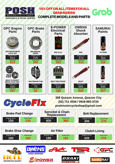 Posh Motorcycle Shop and CycleFix Professional Service Center | Grab PH