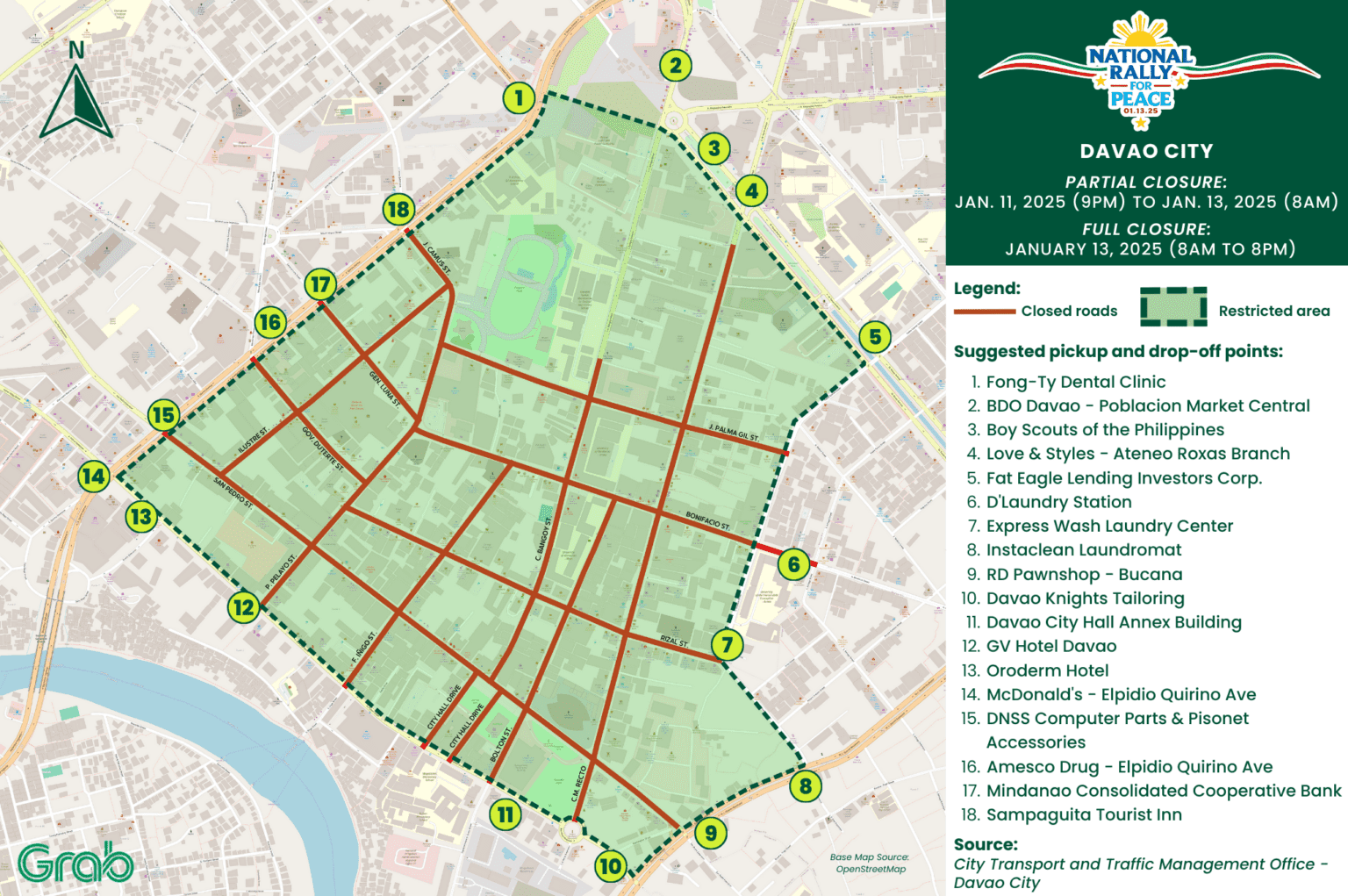 January 2025 Road Closures | Grab PH