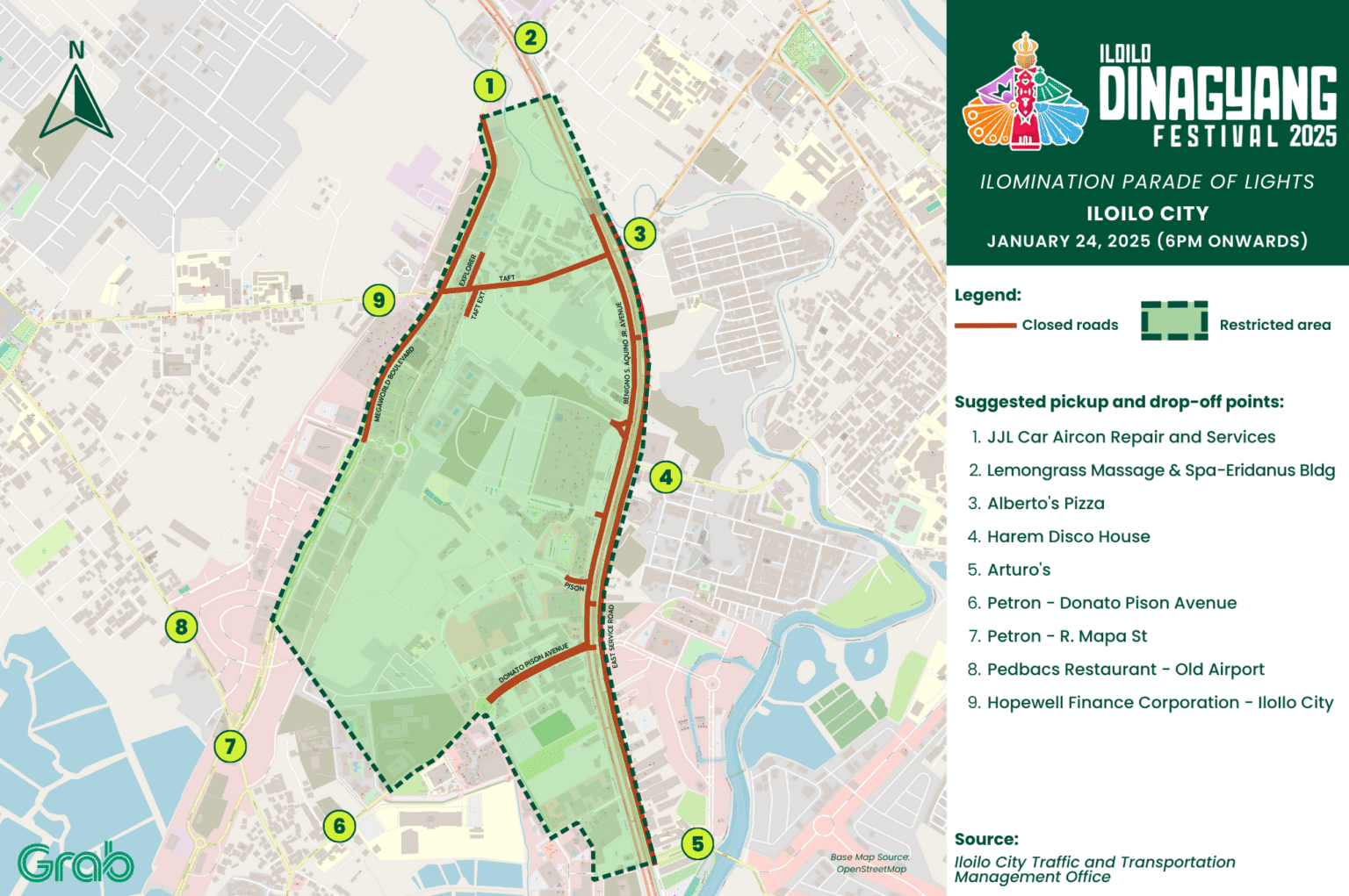 January 2025 Road Closures | Grab PH