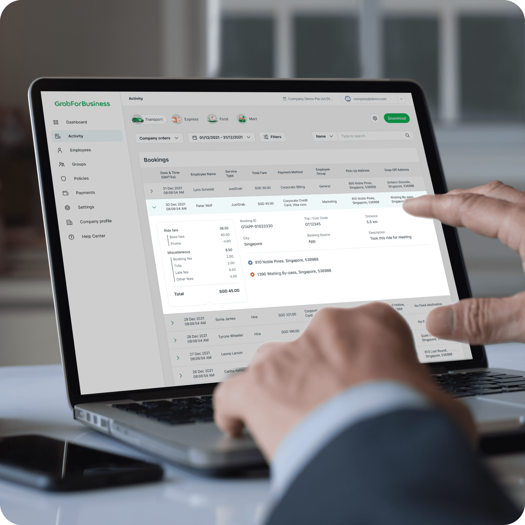 Online business tool to manage staff Grab ride and meal expenses | Grab SG
