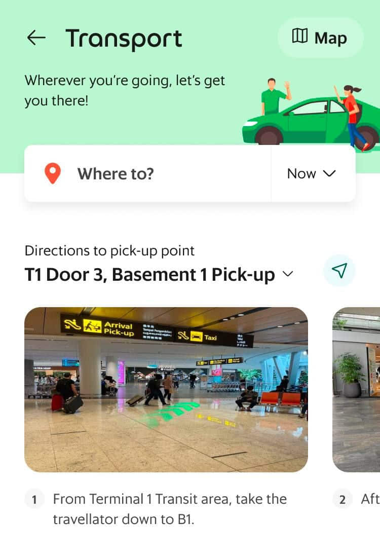 Grab’s new feature guides travellers to airport pickup points | Grab SG