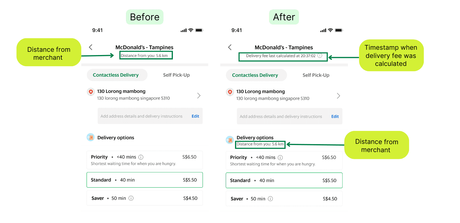 The Grab app will now show when each user’s delivery fee is set ...