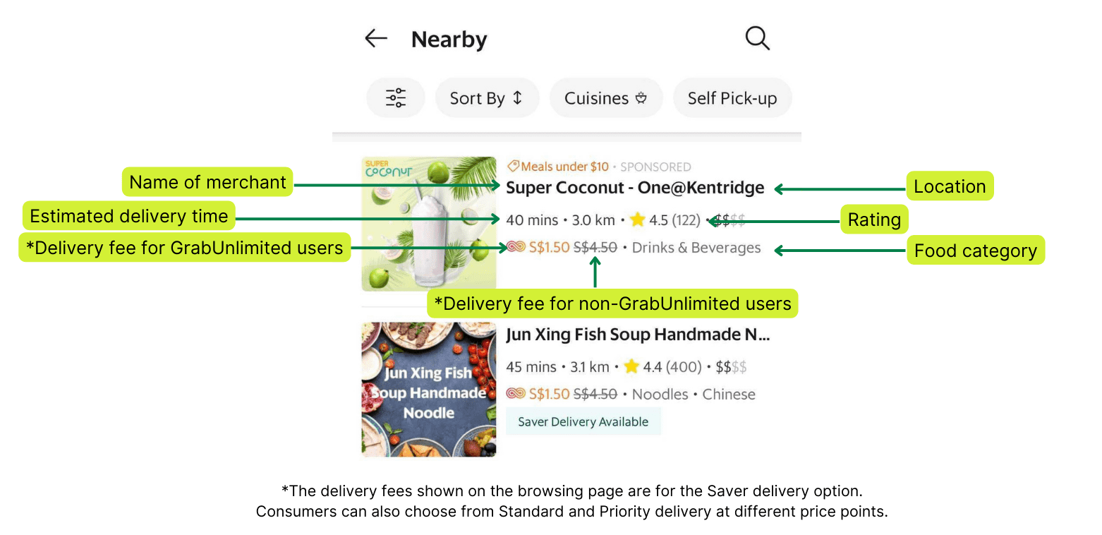 The Grab app will now show when each user’s delivery fee is set ...