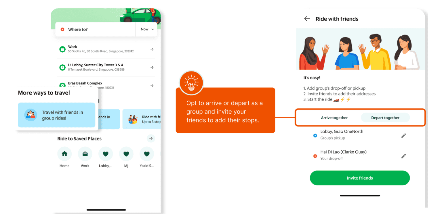 Start a group ride on Grab and save on fares