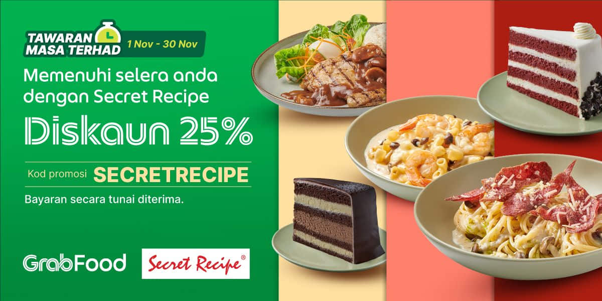 GrabFood - Secret Recipe 25% Off | Grab MY