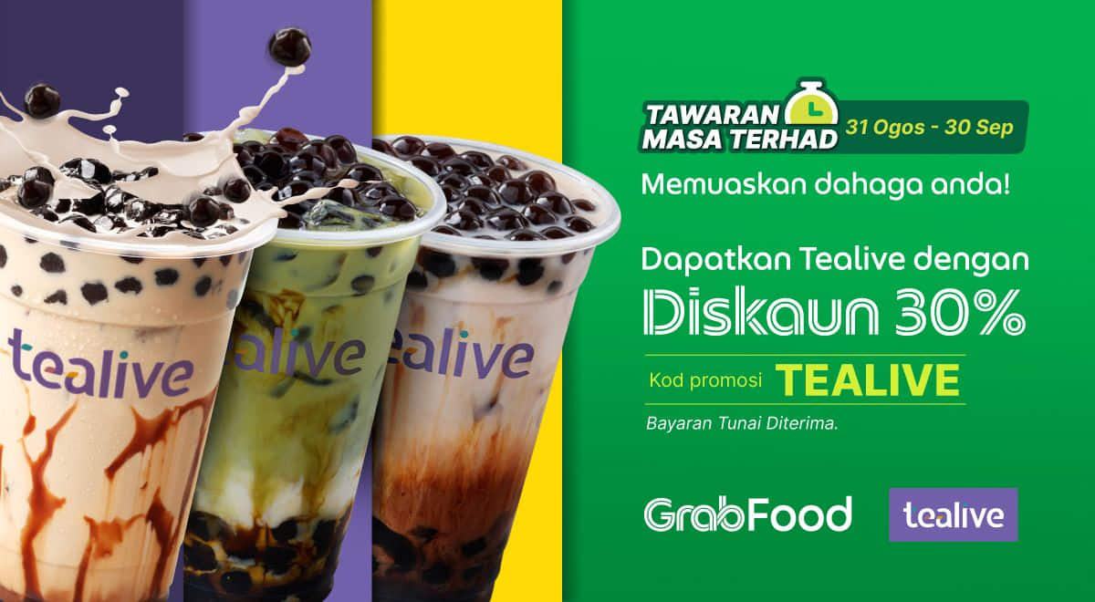 Grab Tealive 30% Off Promo | Grab MY