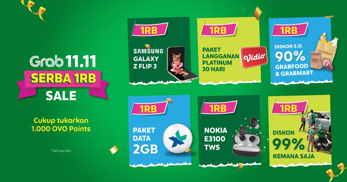 Grab 11.11 Serba 1RB Sale Bikin Kamu Hemat Buanyaak | Grab ID