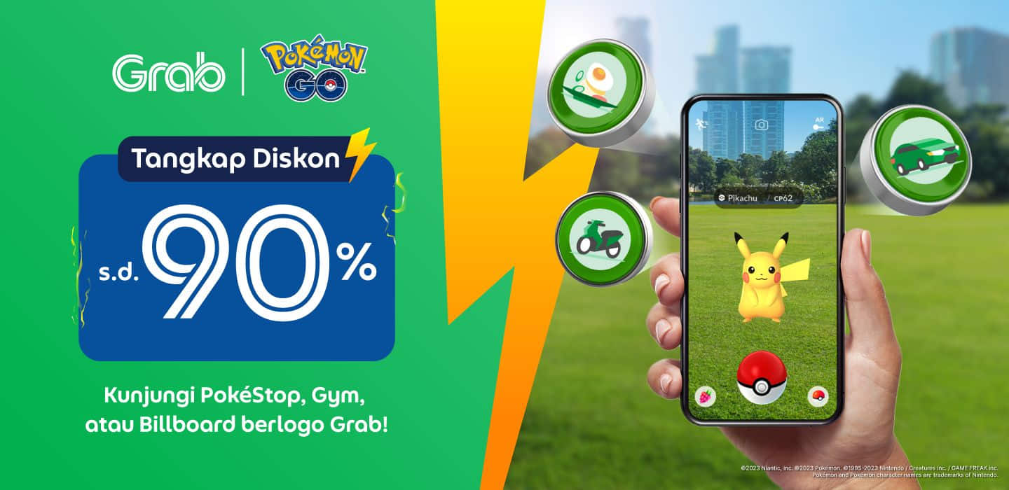 Tangkap diskon s.d. 90% saat bermain Pokémon GO 🤩 | Grab ID